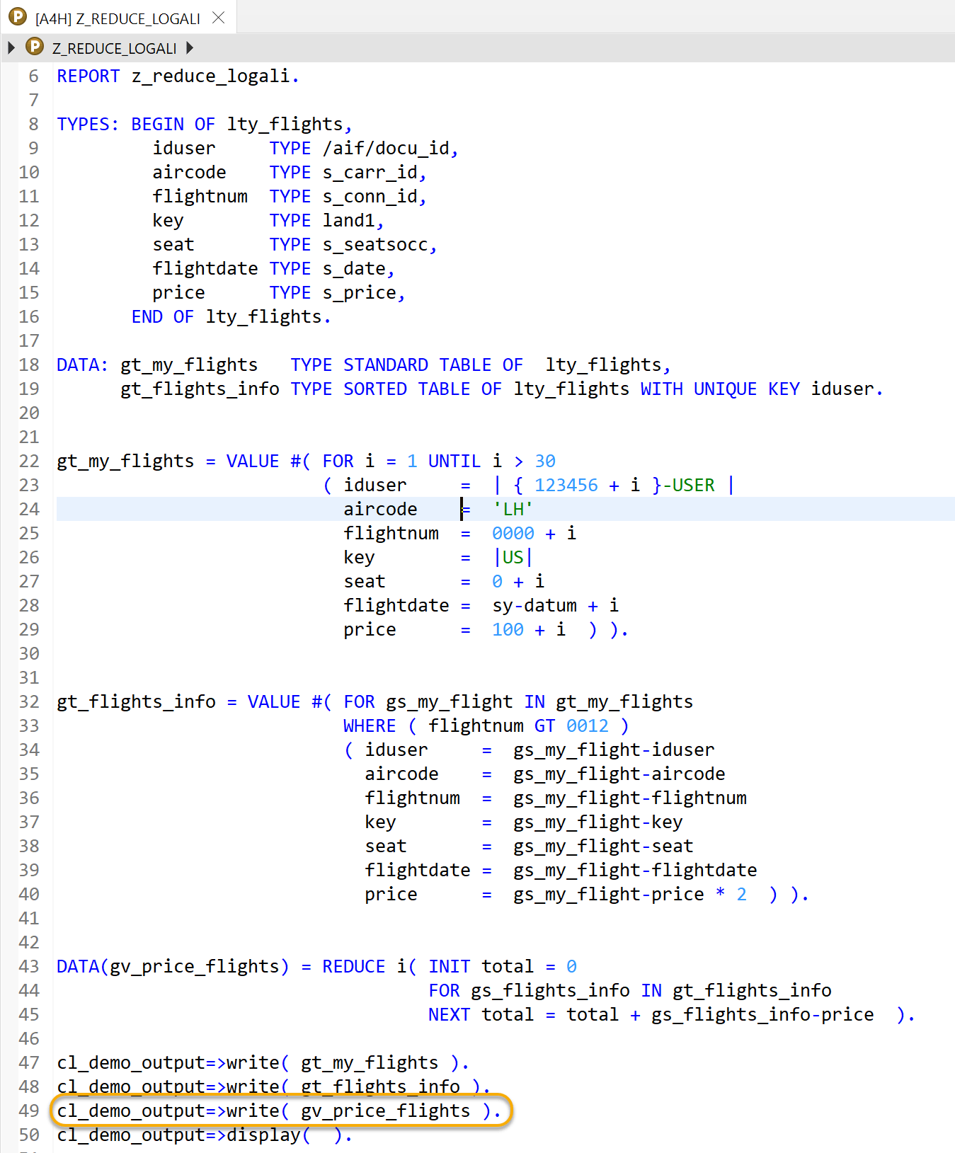 Operadores ABAP FOR-REDUCE - Logali Group
