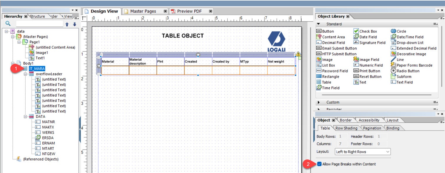 SAP Adobe Forms - Table Object - Logali Group