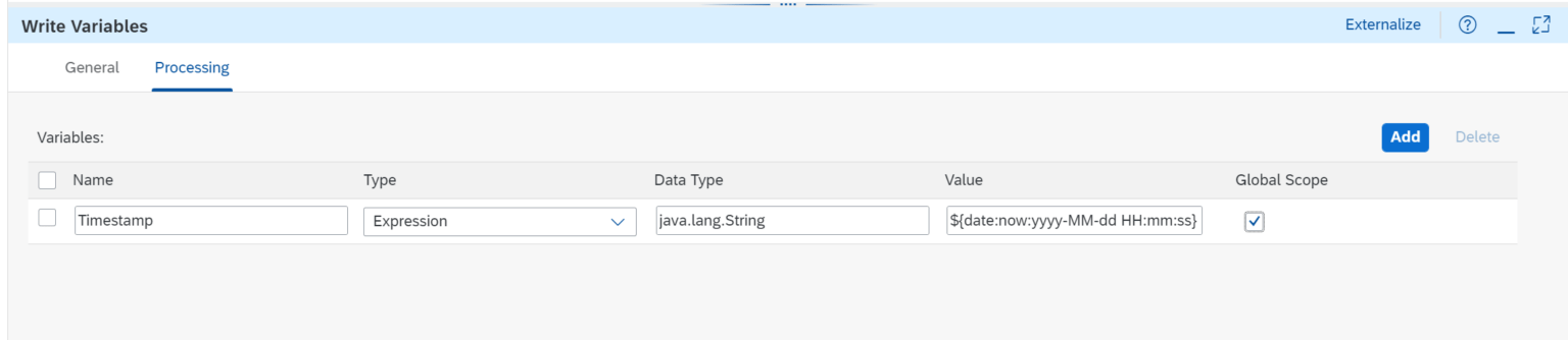 Integration Flow - Write Variables - Logali Group